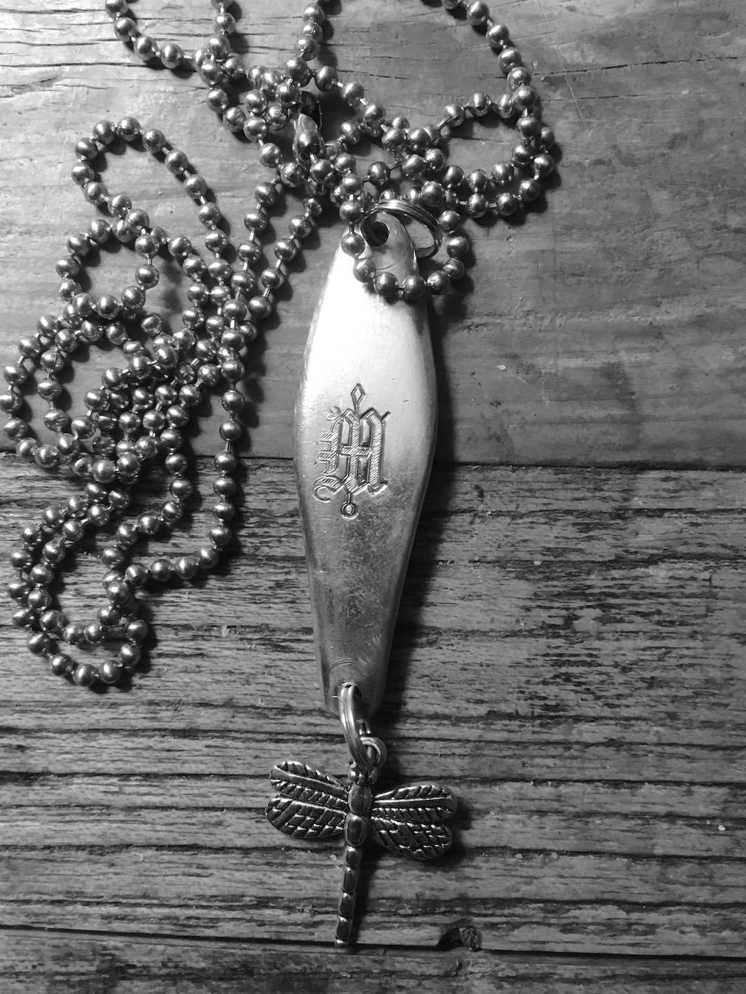 Vintage Old Script Style Initial M Silverplate Spoon Handle Pendant ...