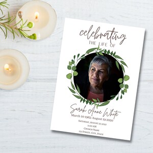 Greenery Funeral Program Template | Memorial Program Template | Funeral ...
