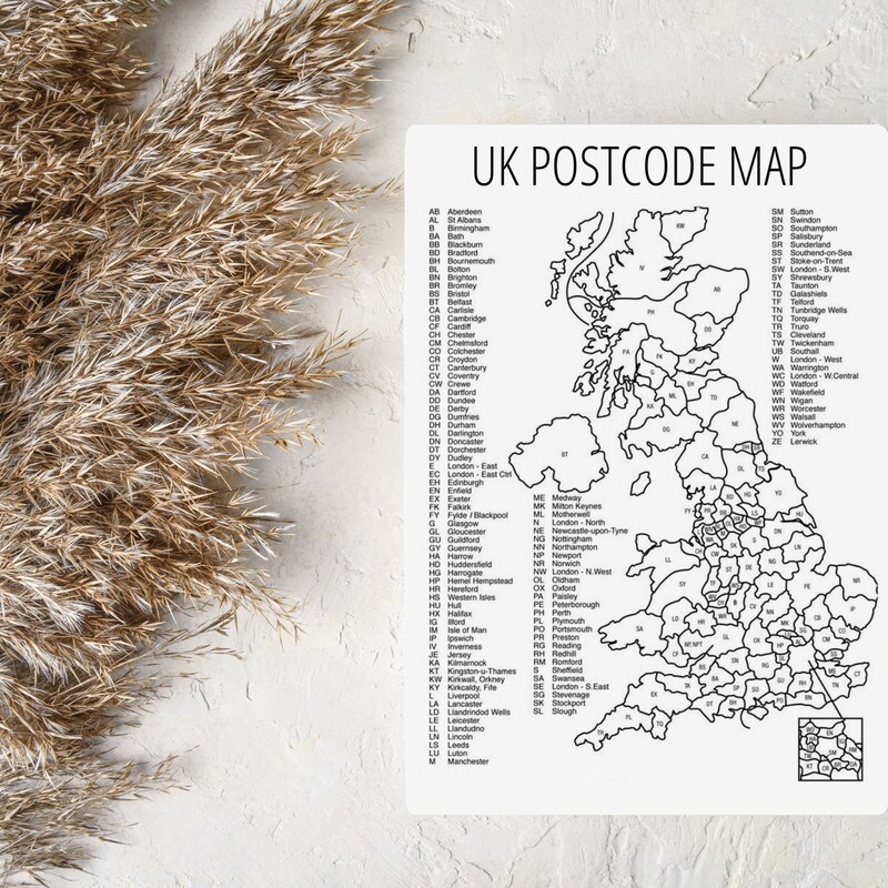 Uk Postcode Map - Etsy UK