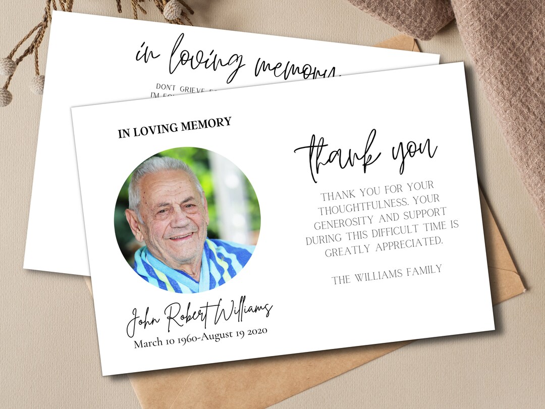 Simple Funeral Thank You Card Template | Printable Thank You Card ...