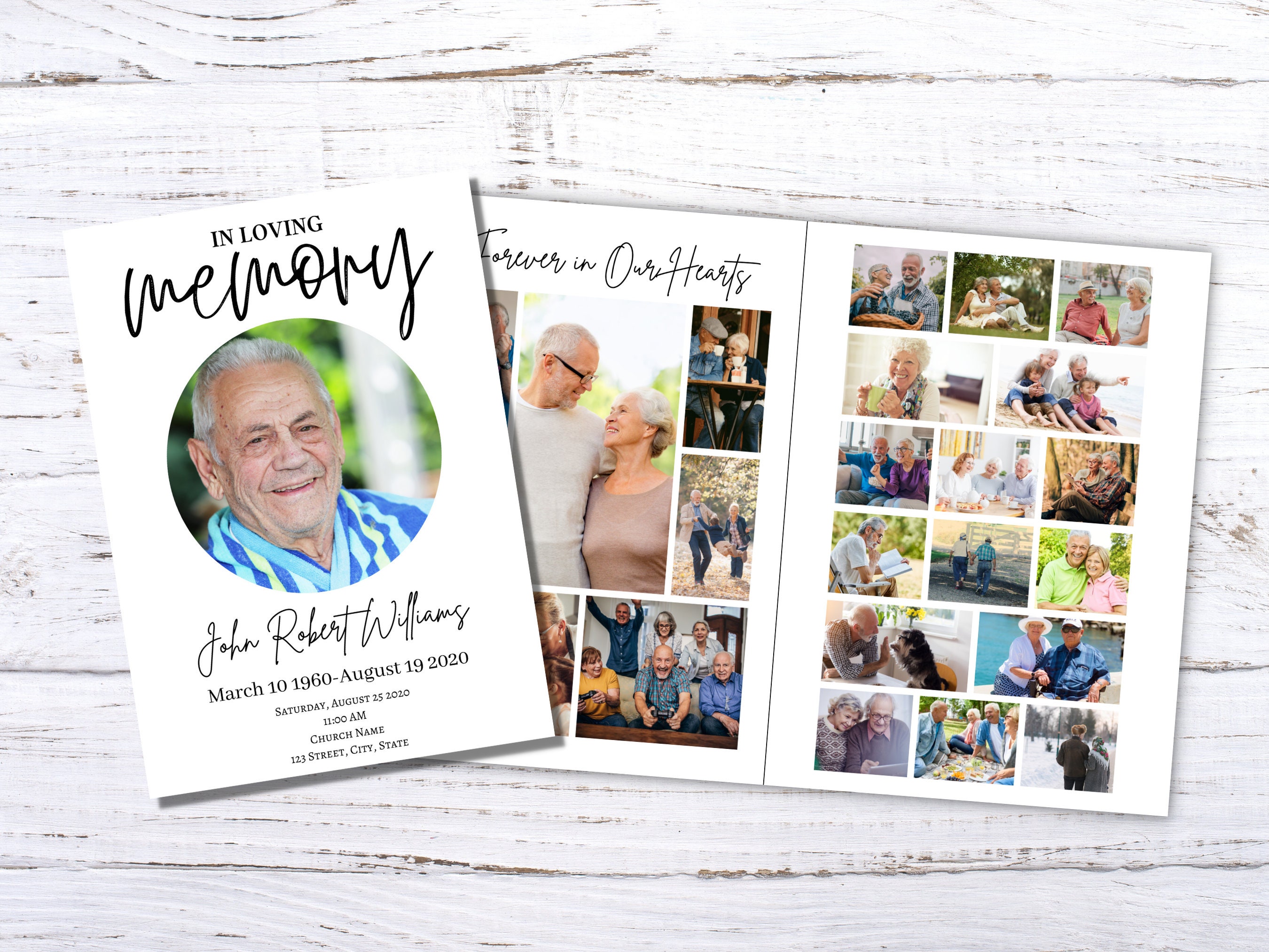 6 Page Funeral Program Template Memorial Program Template | Etsy Australia