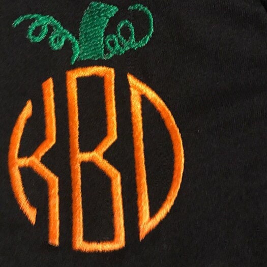 Pumpkin Stem Monogram Embroidery Design Pes File Halloween Jackolantern ...
