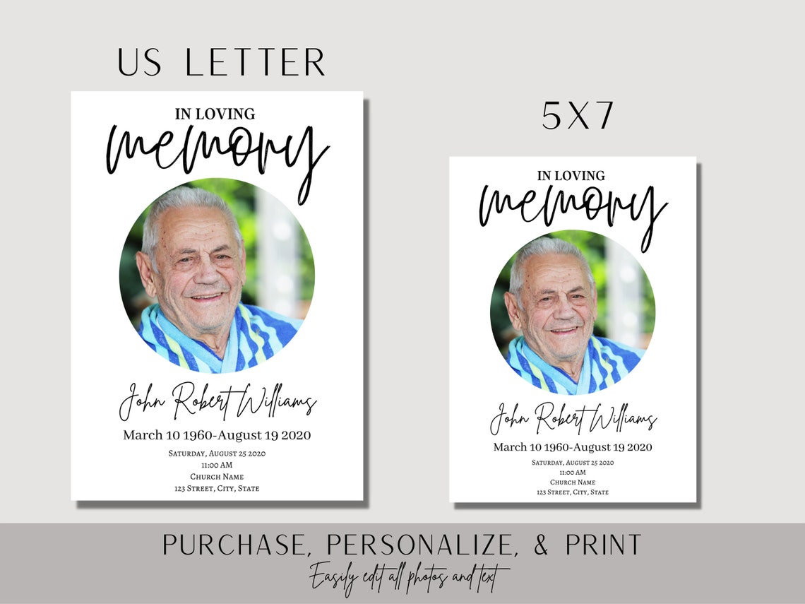 6 Page Funeral Program Template | Memorial Program Template | Funeral ...