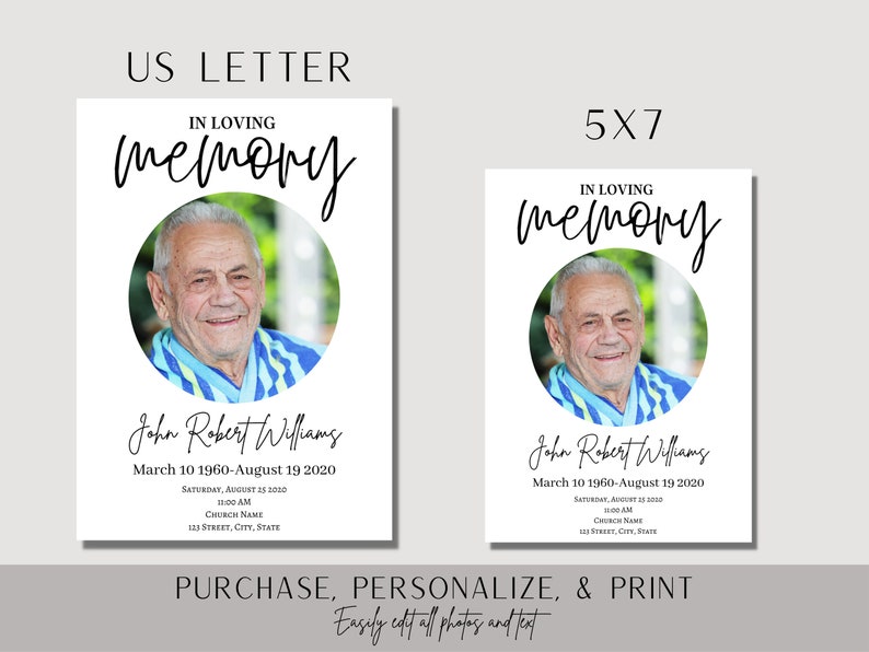 6 Page Funeral Program Template | Memorial Program Template | Funeral ...