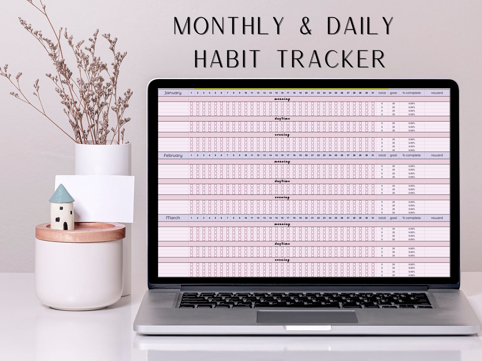 Habit Tracker Google Sheets Spreadsheet Daily Habit Tracker - Etsy