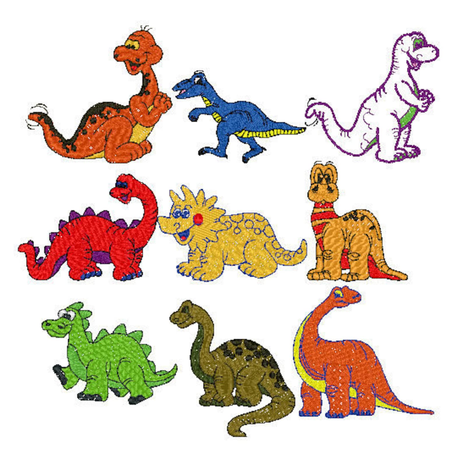 Cute Dinosaur Embroidery Designs 9 Different Dinos Pes Instant Download ...