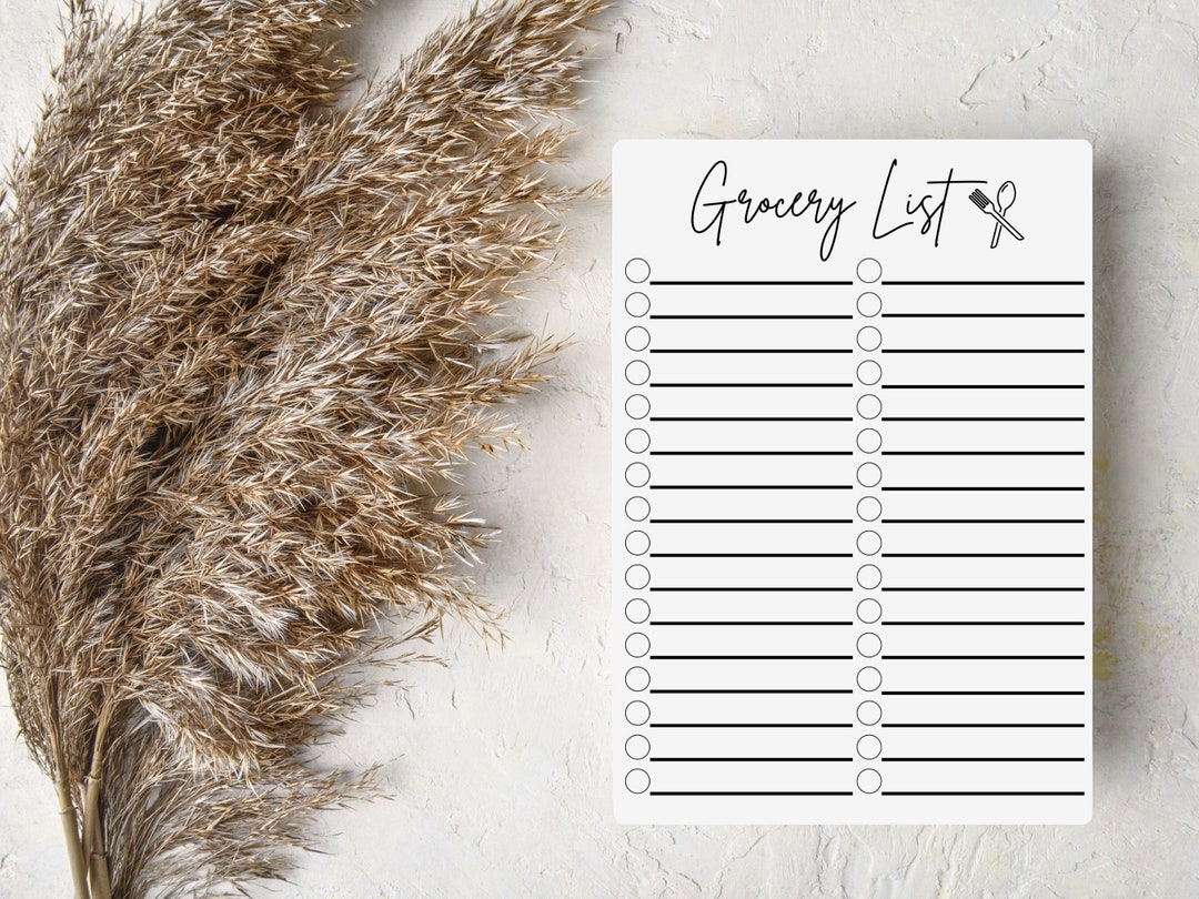 Grocery List Tracker Weekly Meal Plan Food Journal Printable Grocery ...