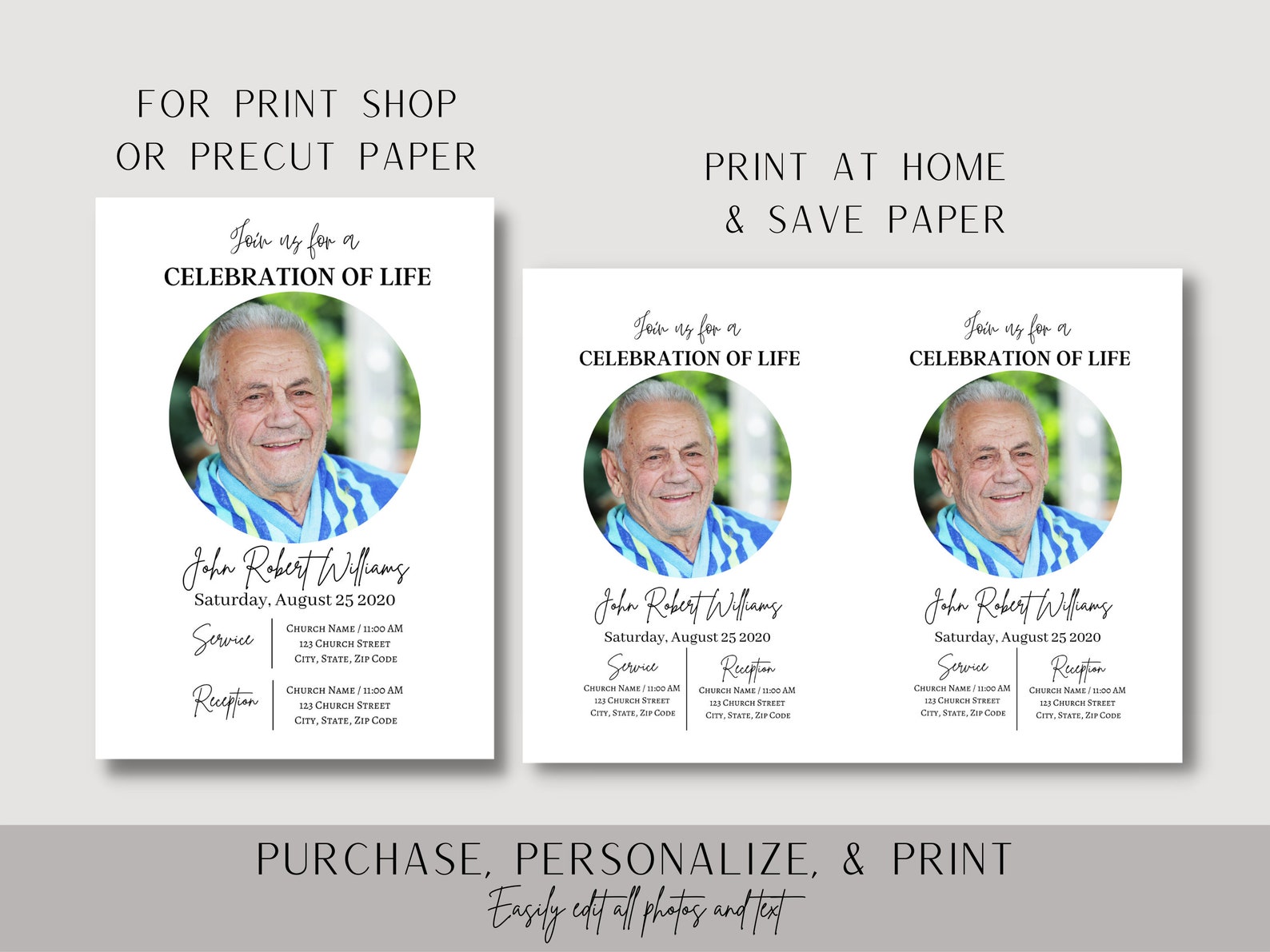 Minimal Funeral Invitation Template Memorial Service - Etsy