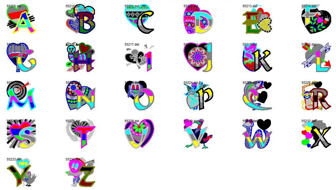 Alphabet Hearts Beautiful Designs for Dst Formats, Perfect for ...