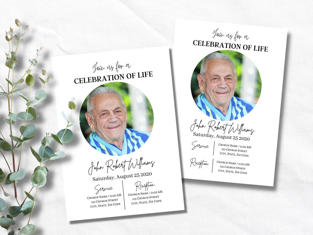 Minimal Funeral Invitation Template | Memorial Service Template ...