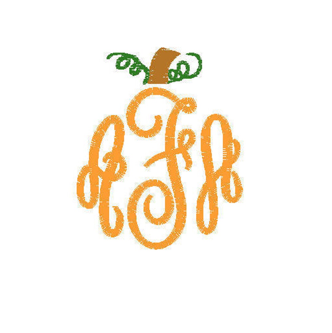 Pumpkin Stem Monogram Embroidery Design Pes File Halloween Jackolantern ...
