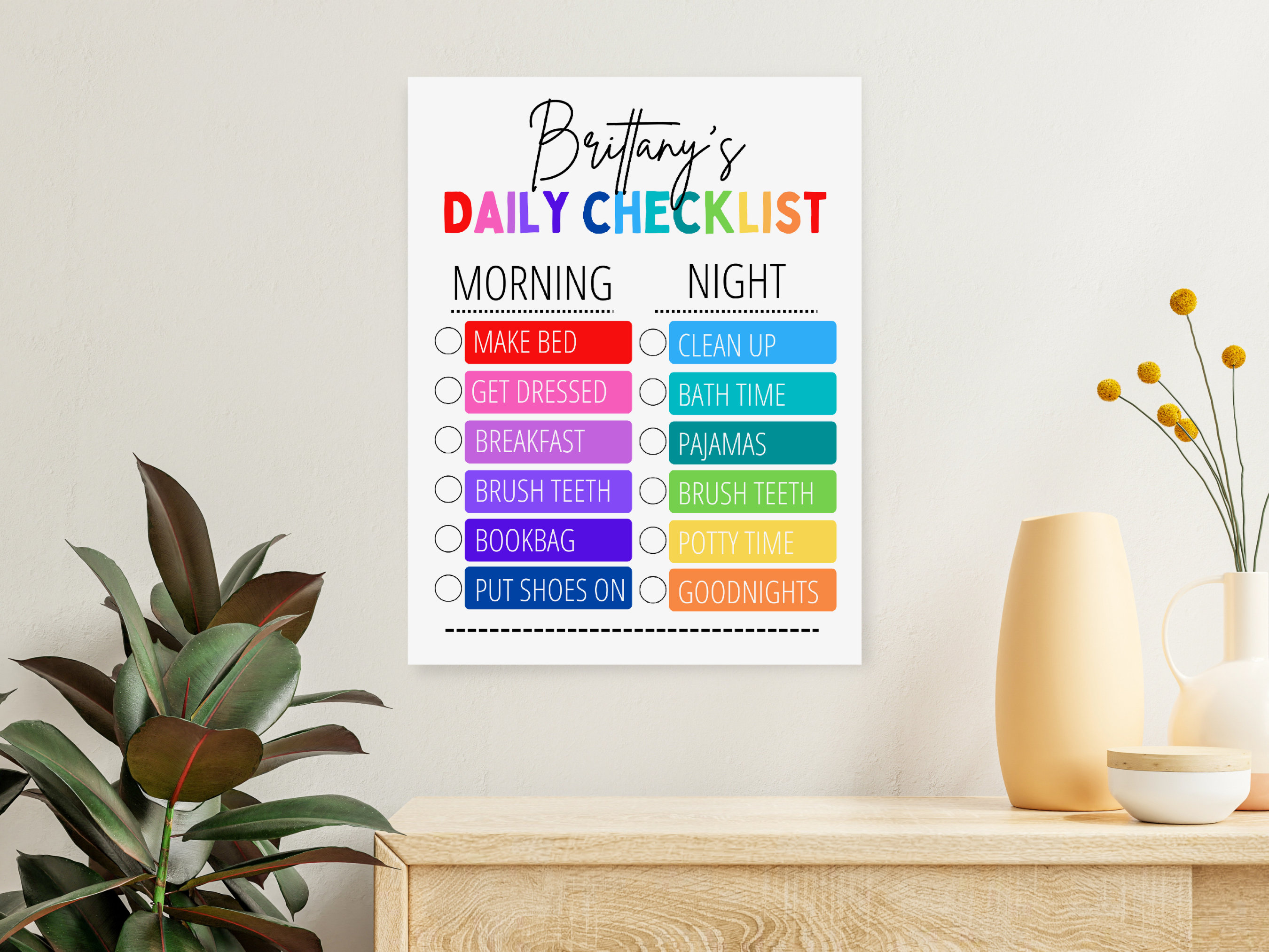 Kids Daily Checklist Chore Chart Template Morning Bedtime - Etsy