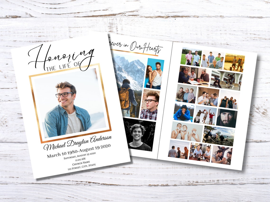 6 Page Funeral Program Template Celebration of Life - Etsy
