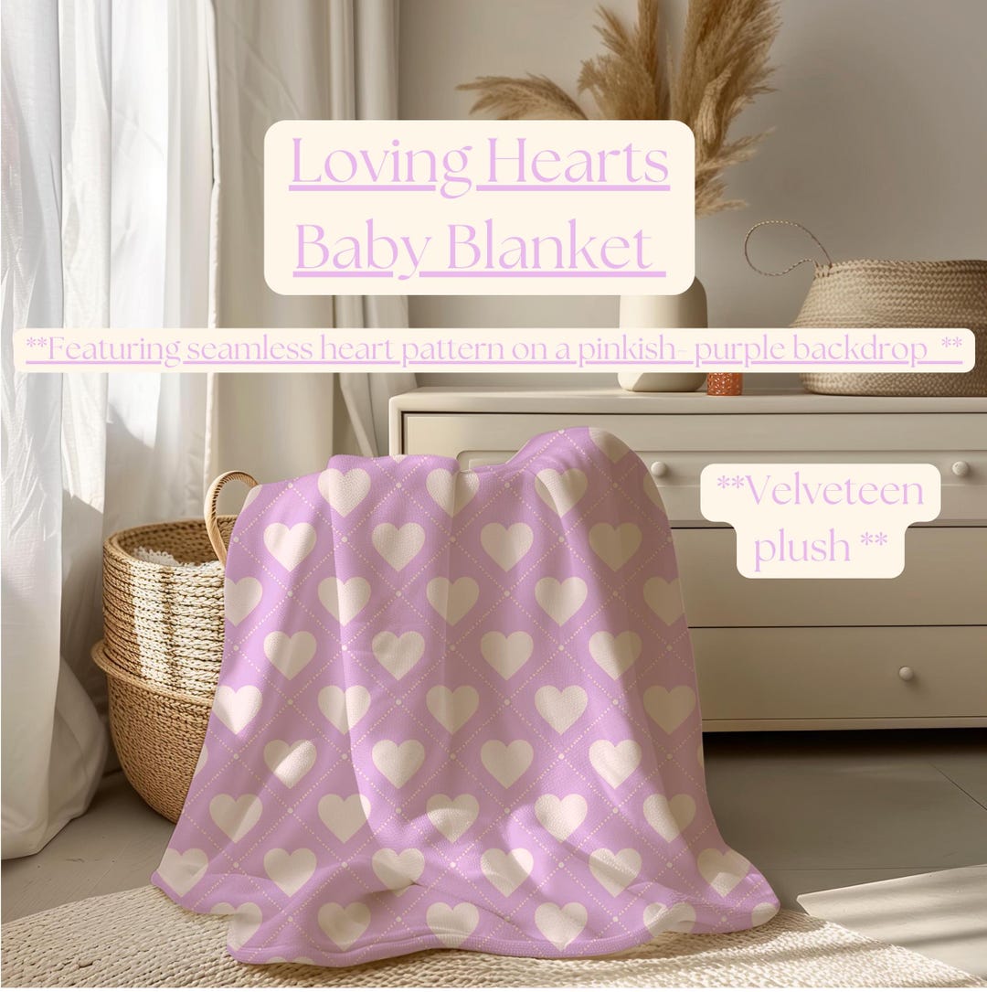 Pastel Purple Heart Baby Blanket, Children's Heart Blanket, Nursery ...