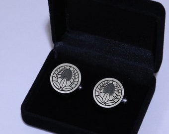 Chrysanthemum in a Circle kamon Silver Cufflinks Japanese | Etsy