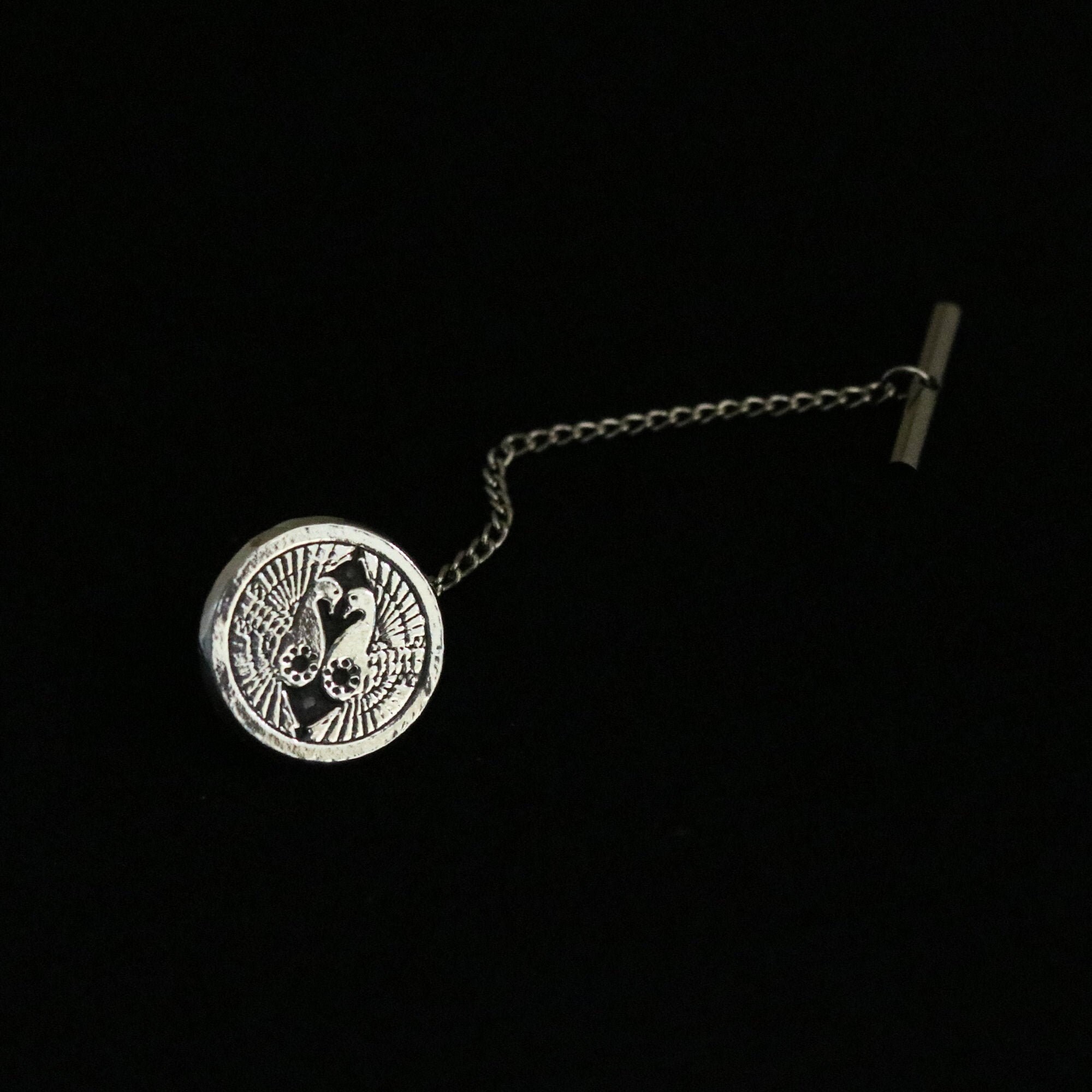 South Cranes in a circle Silver Kamon Tie Tack/ Lapel Pin | Etsy