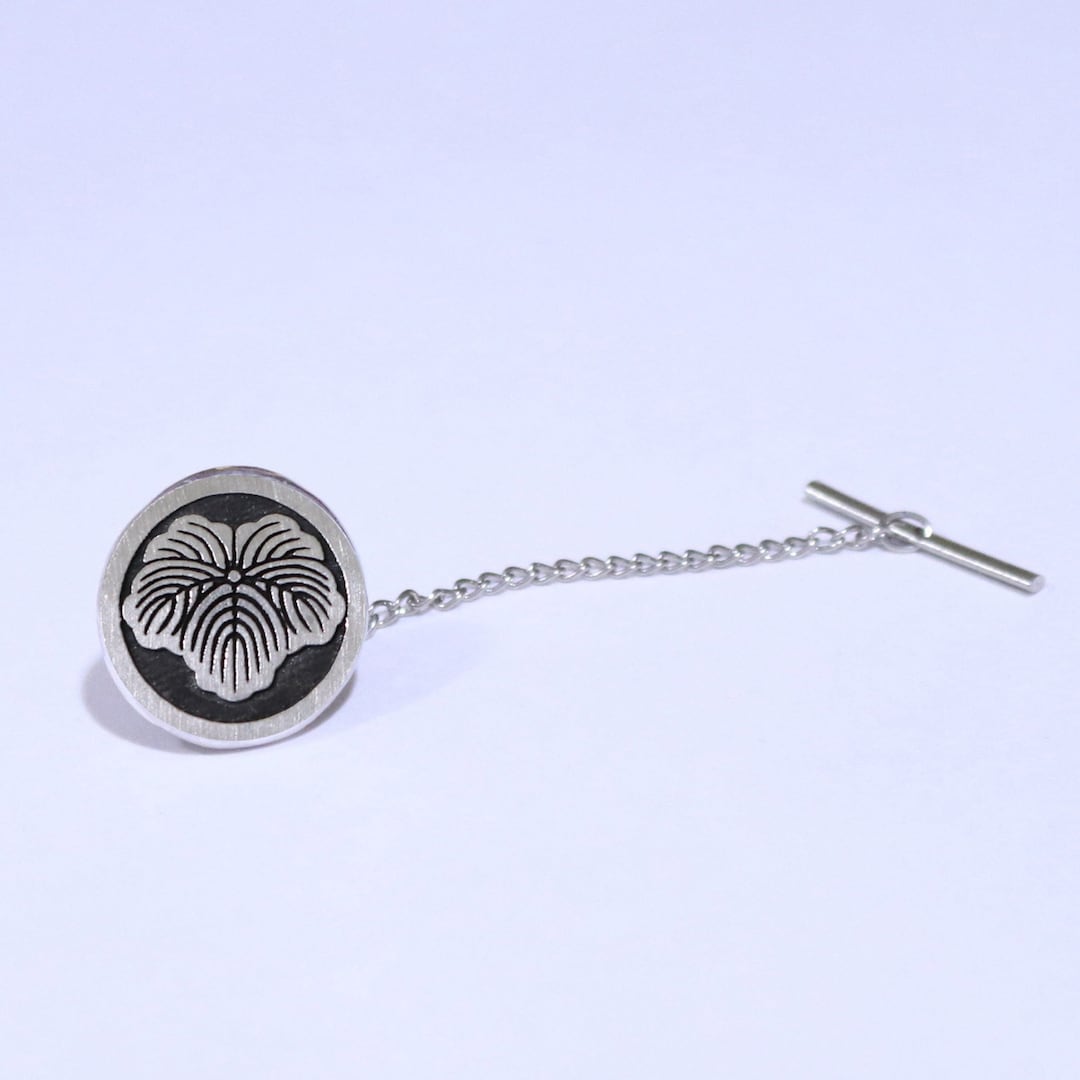 Ivy in a Circle Kamon Silver Kamon Tie Tack / Lapel Pin Japanese Mon ...