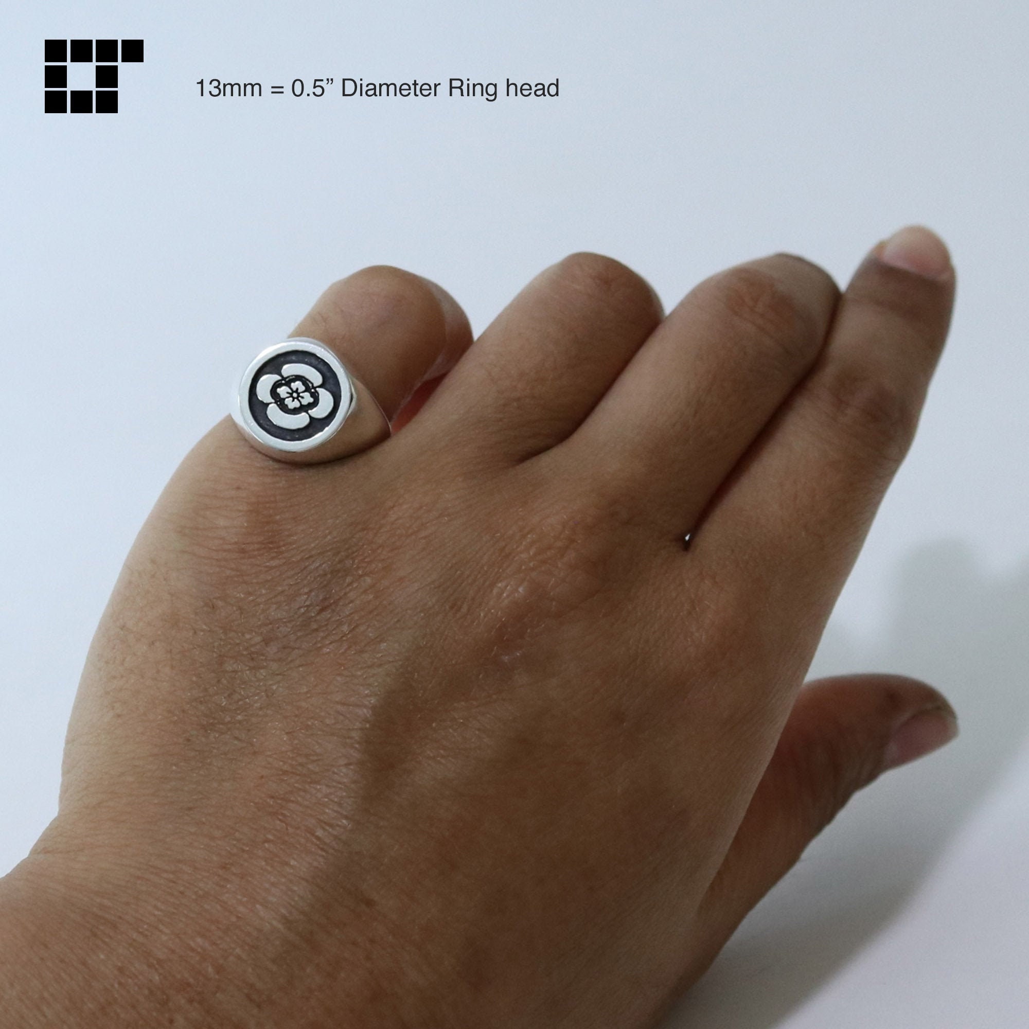 Japanese Quince in a Circle Small Ring Japanese Kamon Ring | Etsy