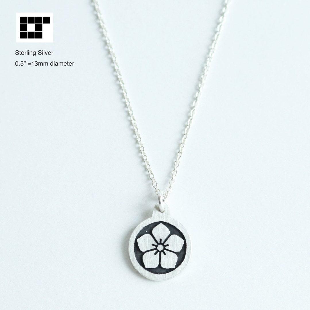 1/2"=13mm Pendant - Kikyo in a Circle - Kamon Necklace - Japanese Clan ...