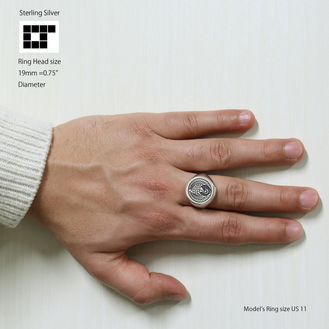 Crane in a Circle - Japanese Kamon - Silver Ring - Etsy