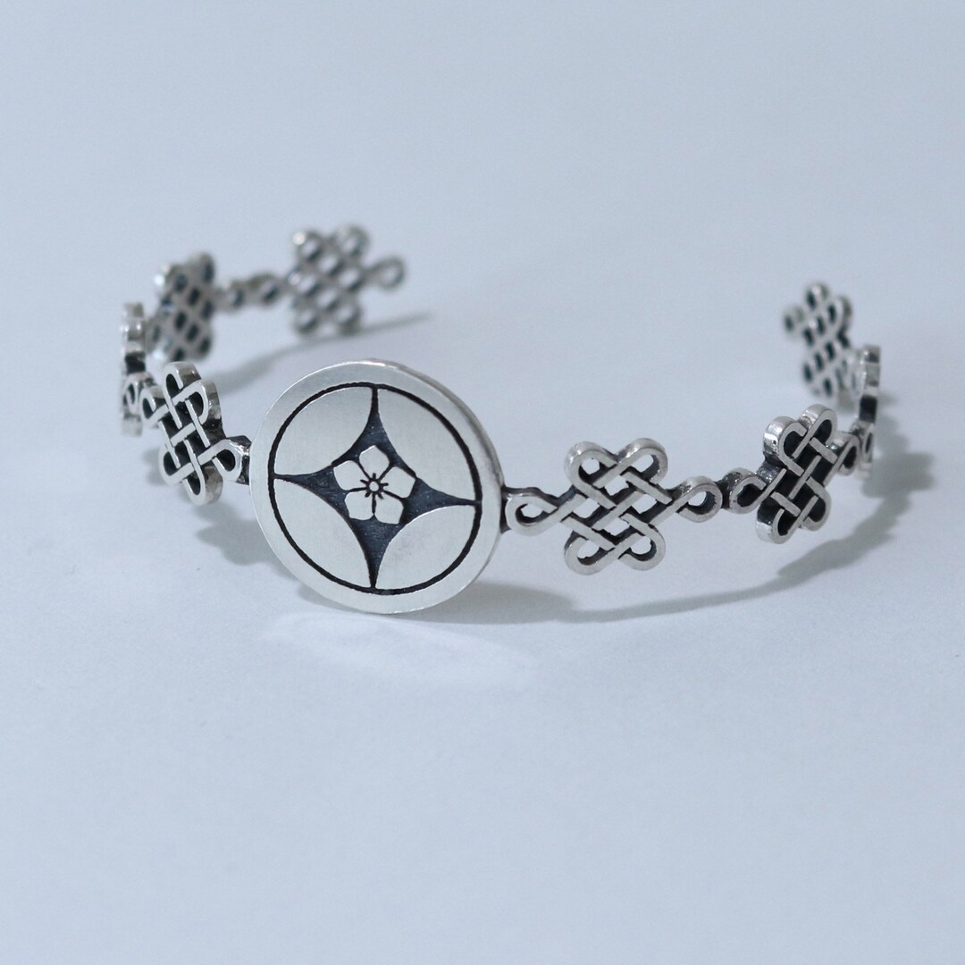 Bangle / Maru Ni Shippou Ni Kikyou/ Kamon / Japanese Mon / Sterling ...