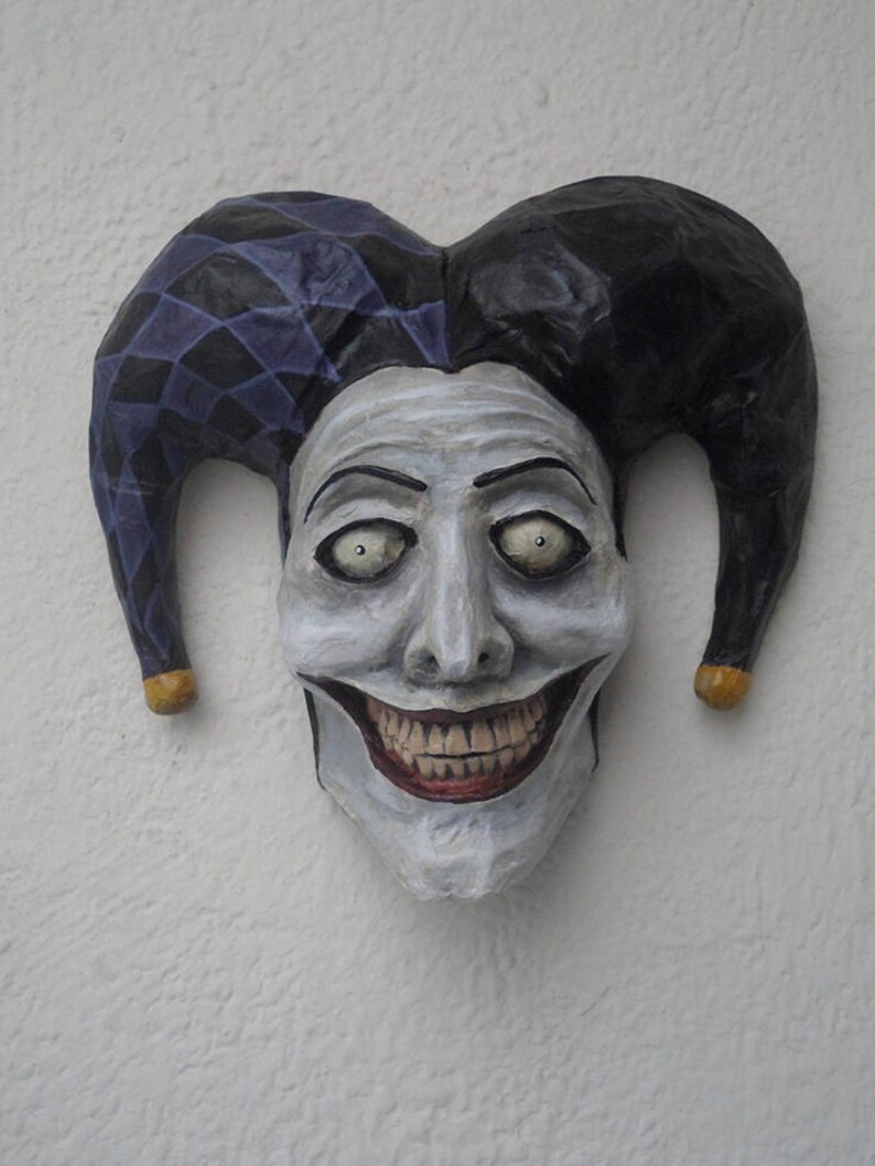 Joker Maske Harlekin Jester Pappmaché Horror Kunst dunkle | Etsy