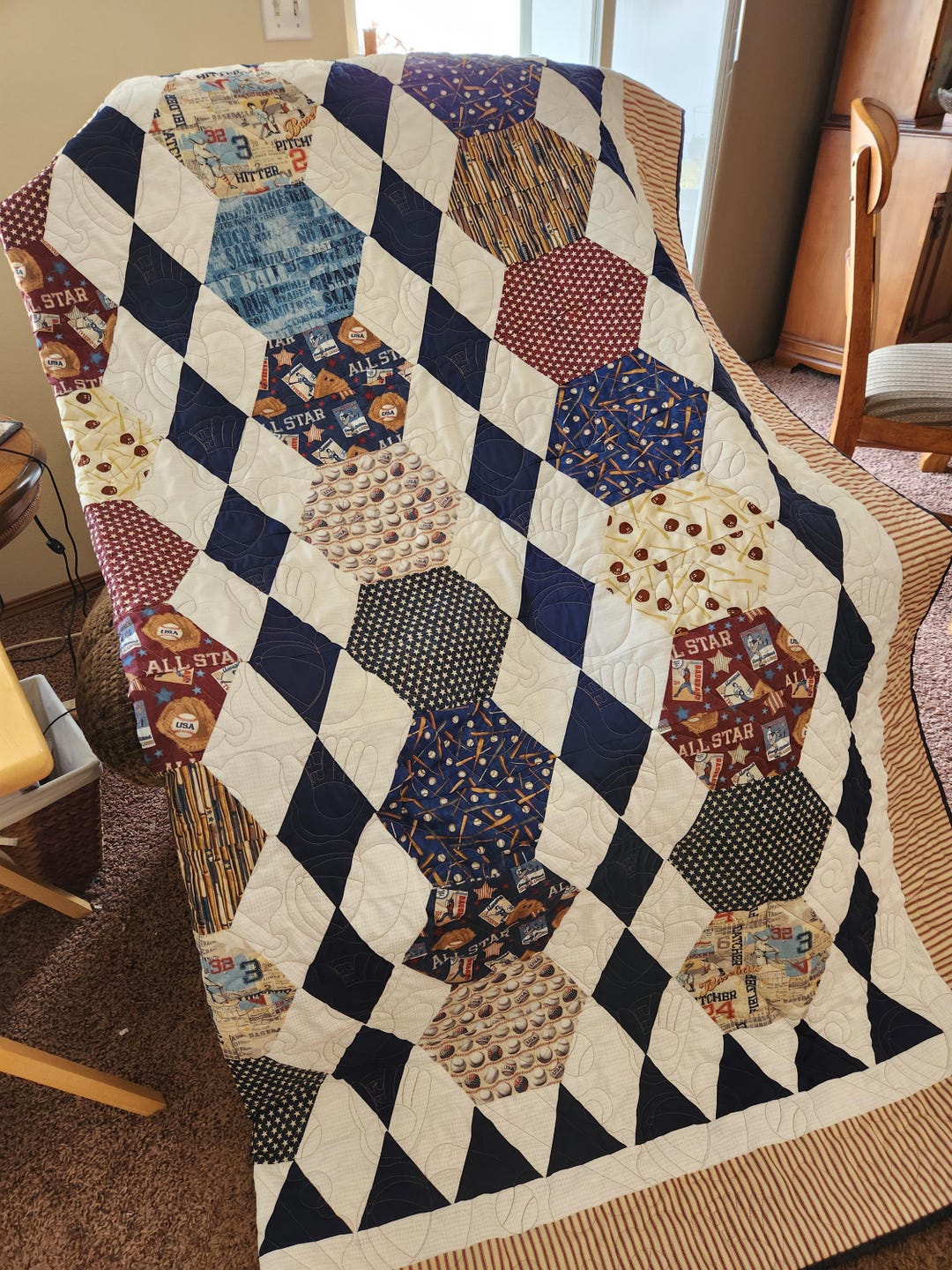 All Star Baseball Quilt (85" X 89") - Etsy