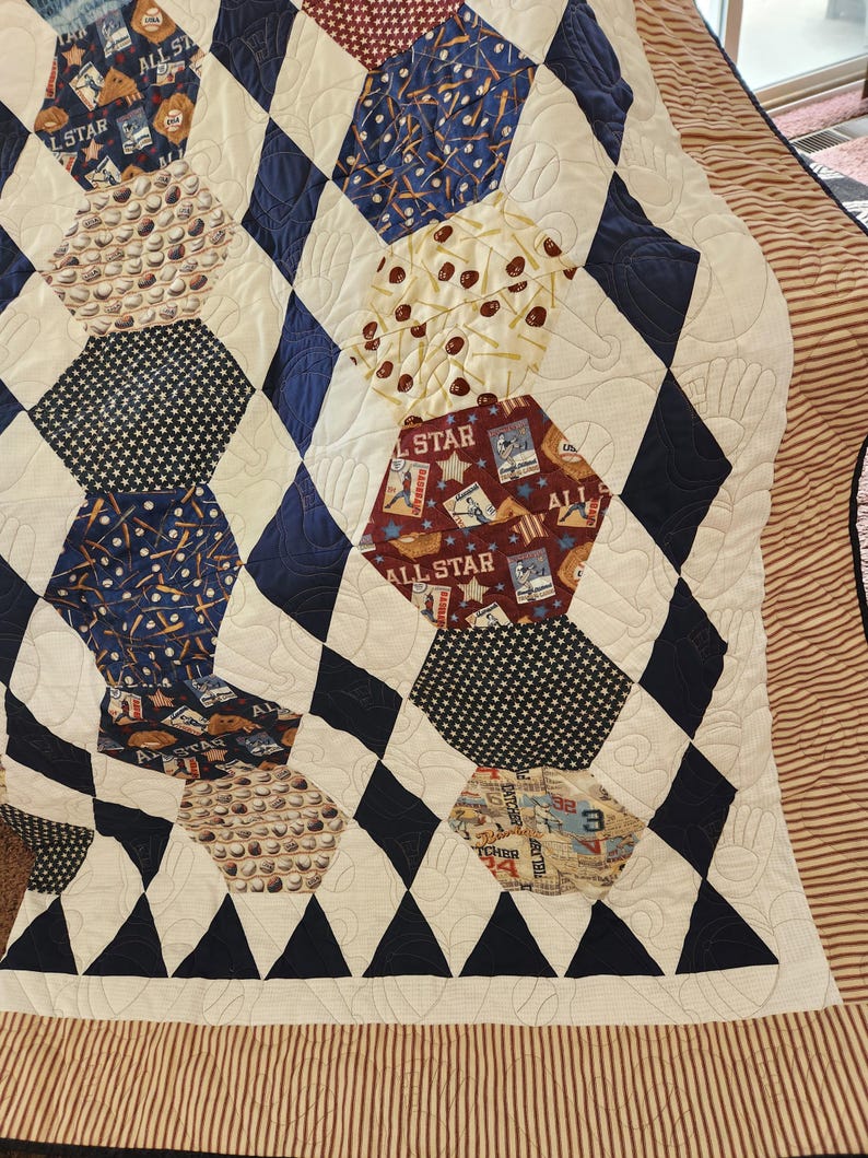 All Star Baseball Quilt (85" X 89") - Etsy