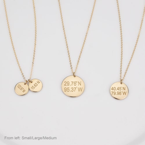 Coordinates Circle Necklace Latitude Longitude Jewelry GPS - Etsy