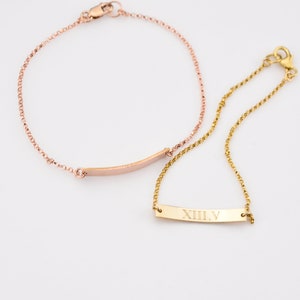 Dainty Initial Bar Braceletminimal Name Braceletdelicate - Etsy