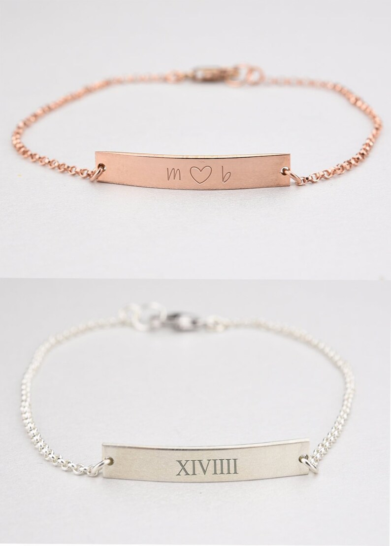 Dainty Initial Bar BraceletMinimal Name BraceletDelicate | Etsy