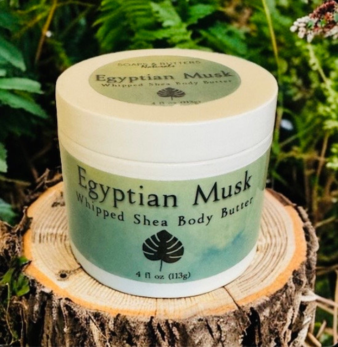 Egyptian Musk 4 Ounce Whipped Body Butter; Thick & Creamy Organic African Shea Butter; Long ...