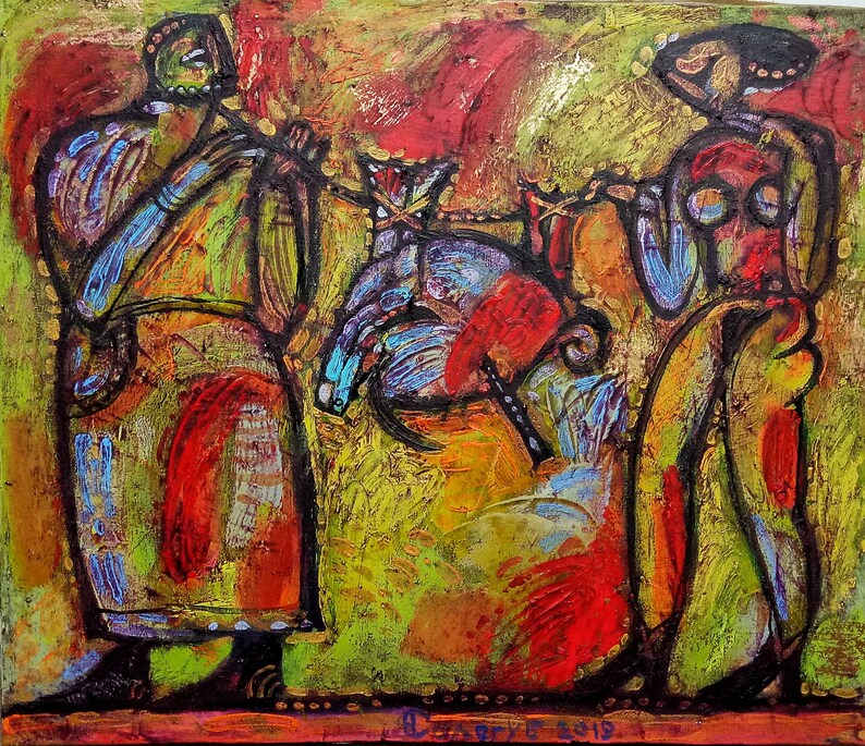 Hunting Painting Oil on Canvas Ancient Greek Mythology Art Sologubov ...