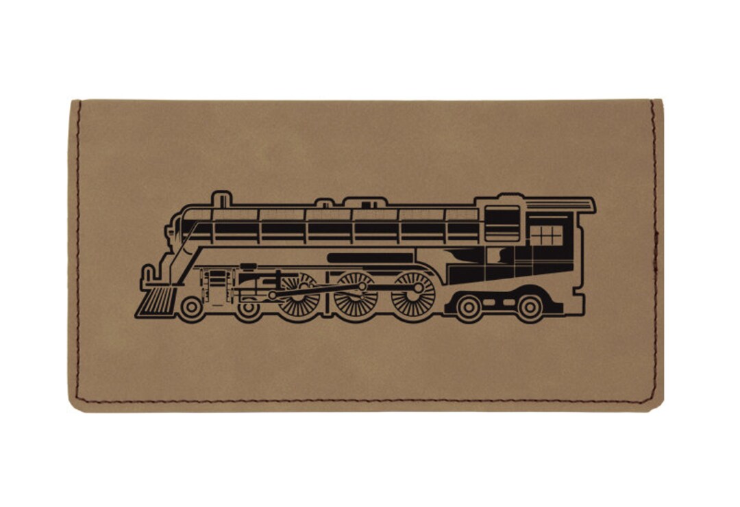 Engraved Leatherette Checkbook Cover With Your Choice of Train Design ...