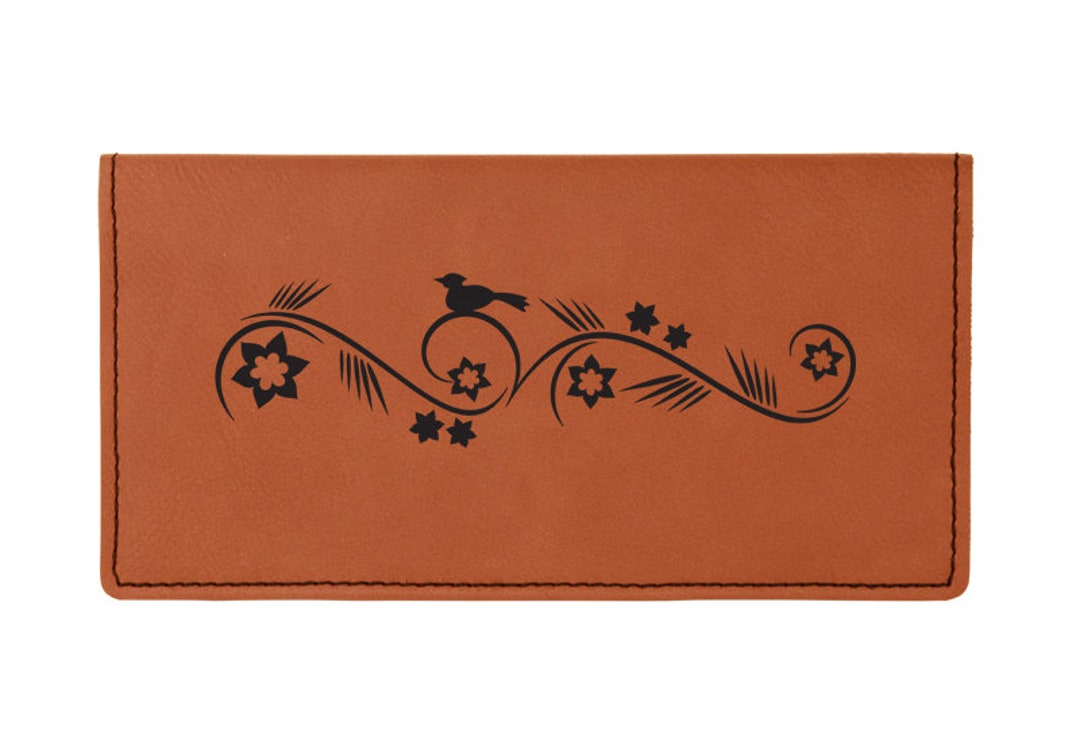 Engraved Leatherette Checkbook Cover With Your Choice of Flower Designs ...