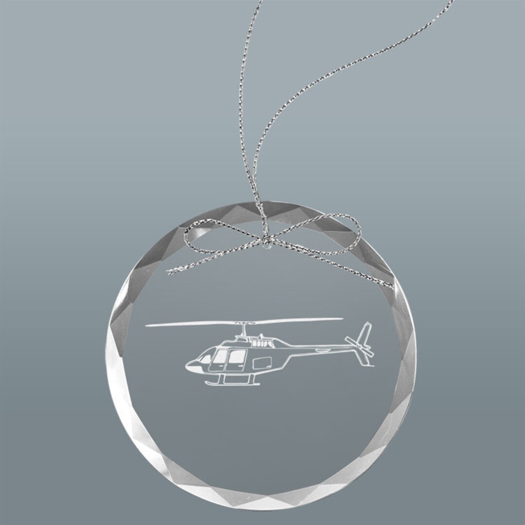 Engraved Glass Christmas Ornament With Your Choice Of Helicopter Design Helicopter Ornament