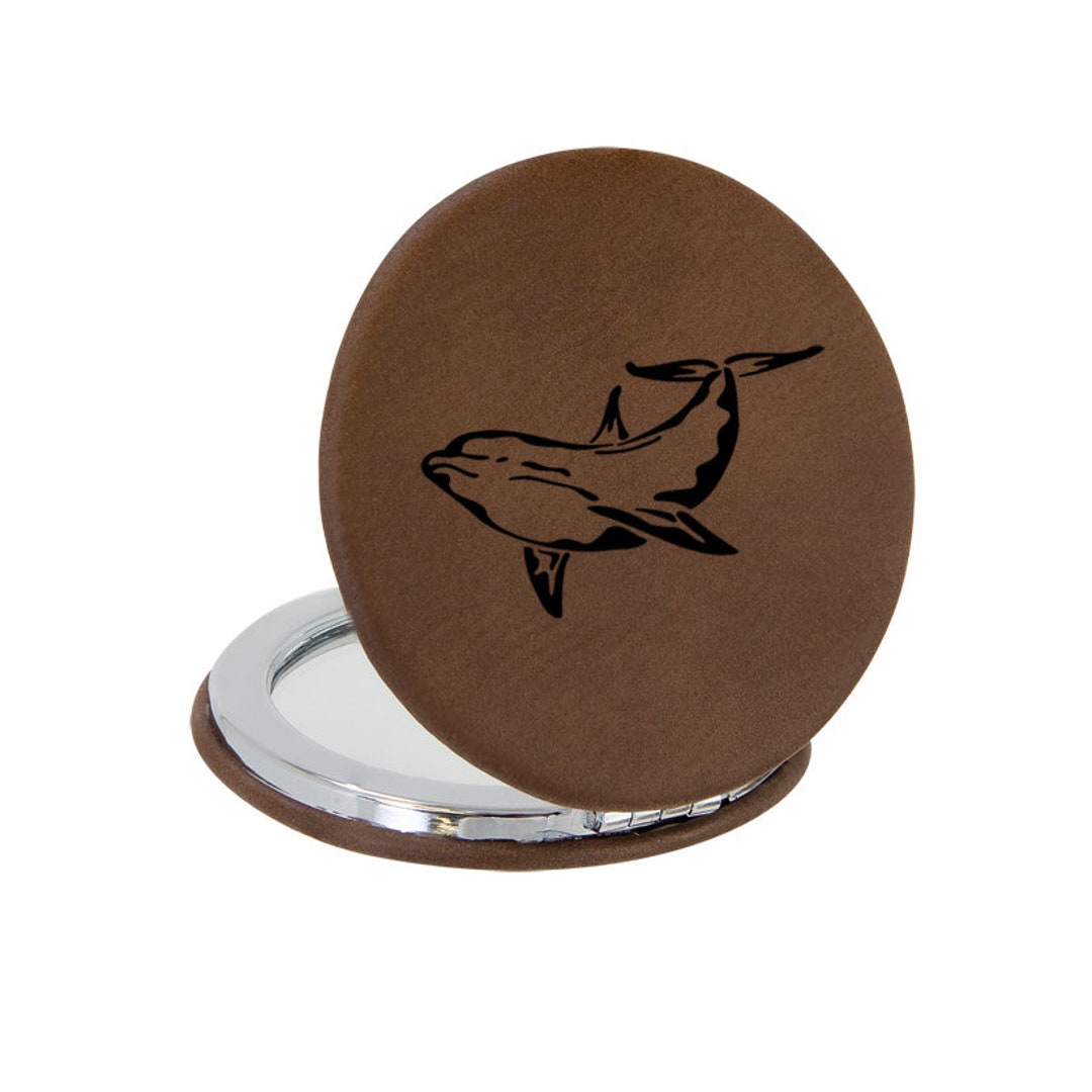 Engraved Leatherette Compact Mirror With Your Choice of Marine Life ...