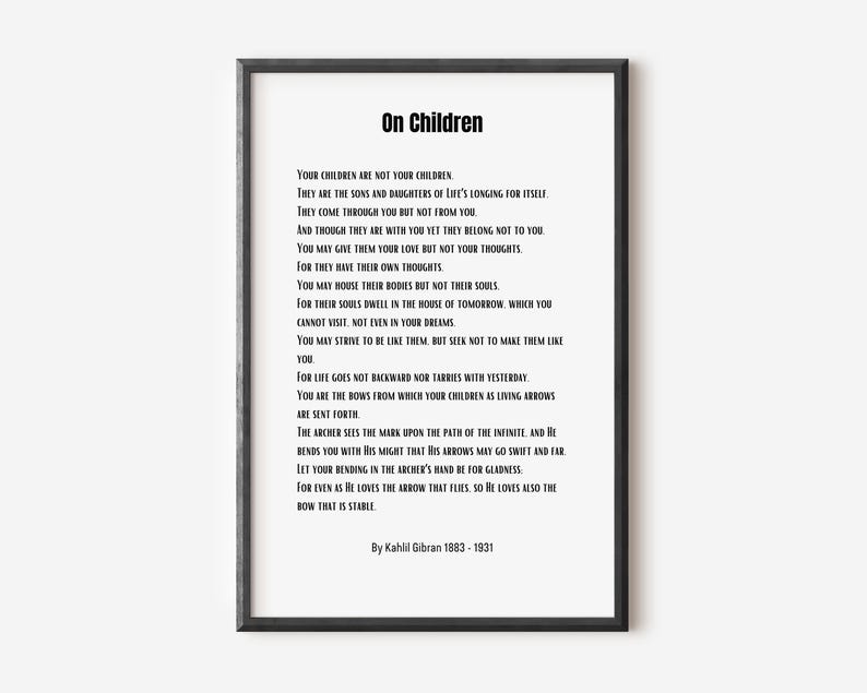 Gibran Poem on Children Poster Print - Etsy