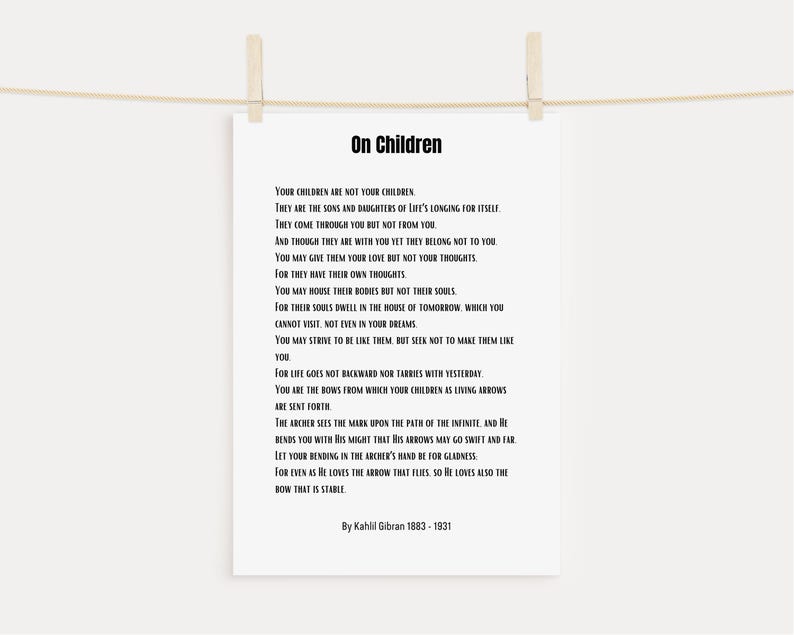 Gibran Poem on Children Poster Print - Etsy