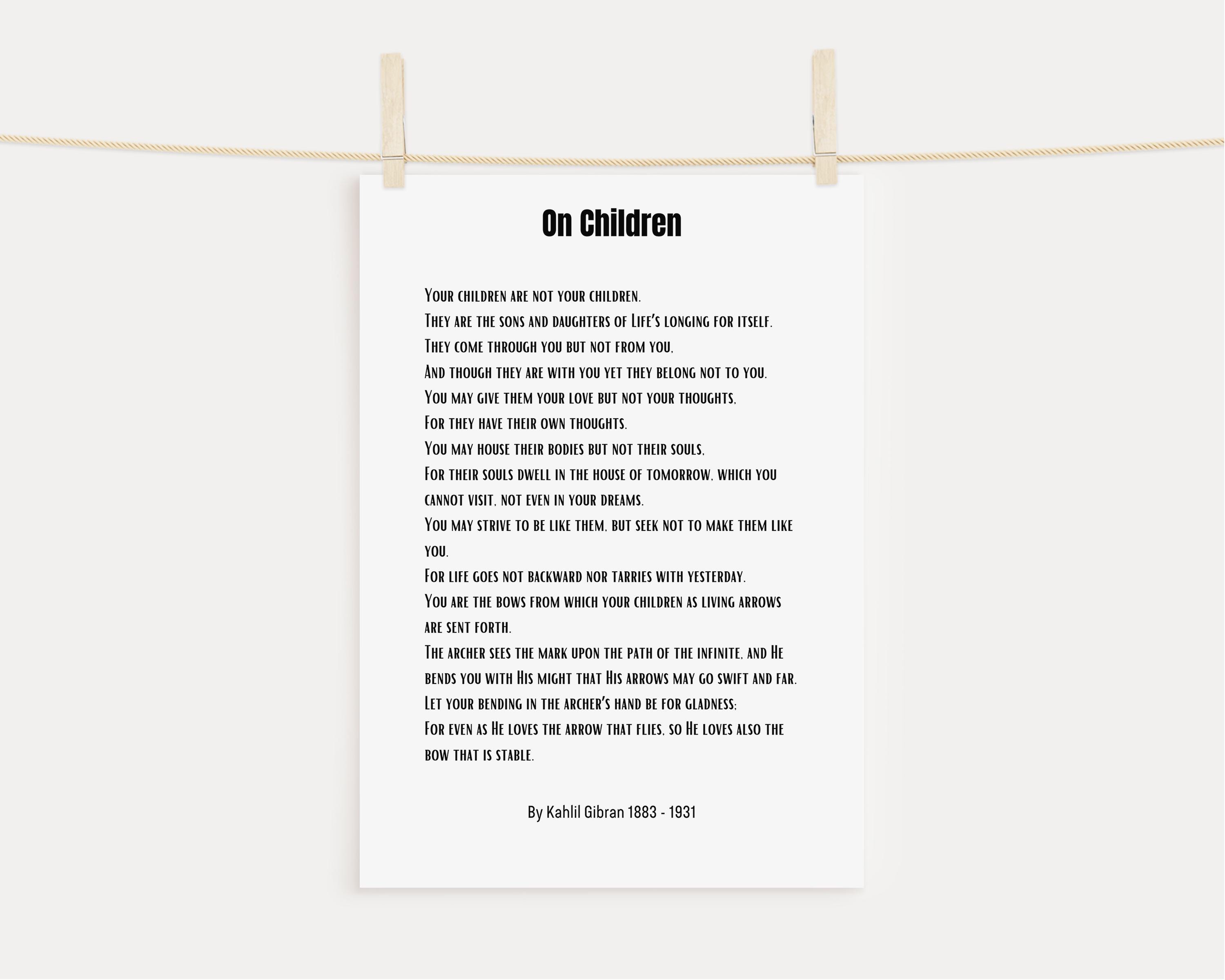 Gibran Poem on Children Poster Print - Etsy
