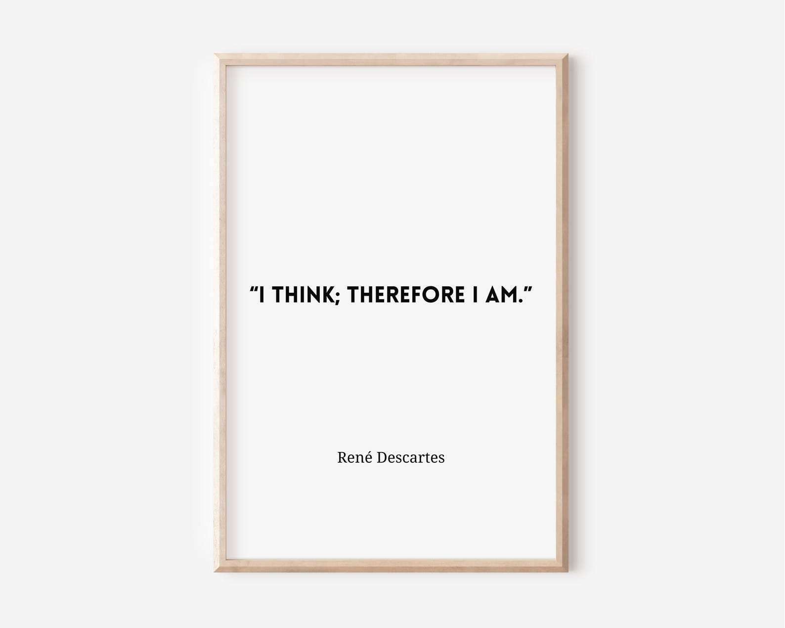 René Descartes Famous Quote Poster - I Think; Therefore I Am. - Etsy