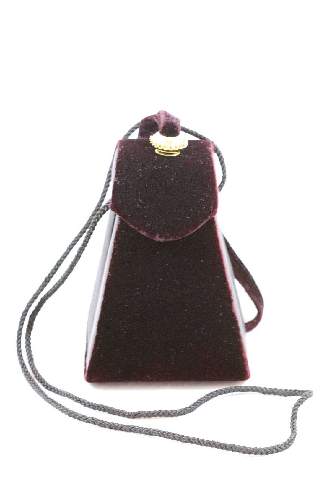 Vintage Gold Tone Dark Burgundy Red Velvet Fabric Magnetic Snap Closure ...