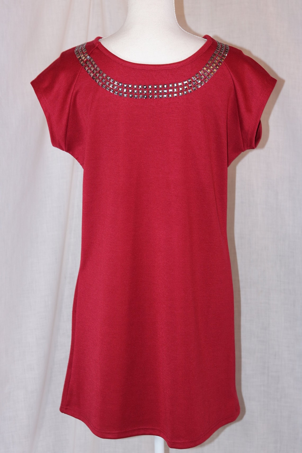 Vintage BCBG Max Azria Red Polyester Triangle Cut Out Studded ...