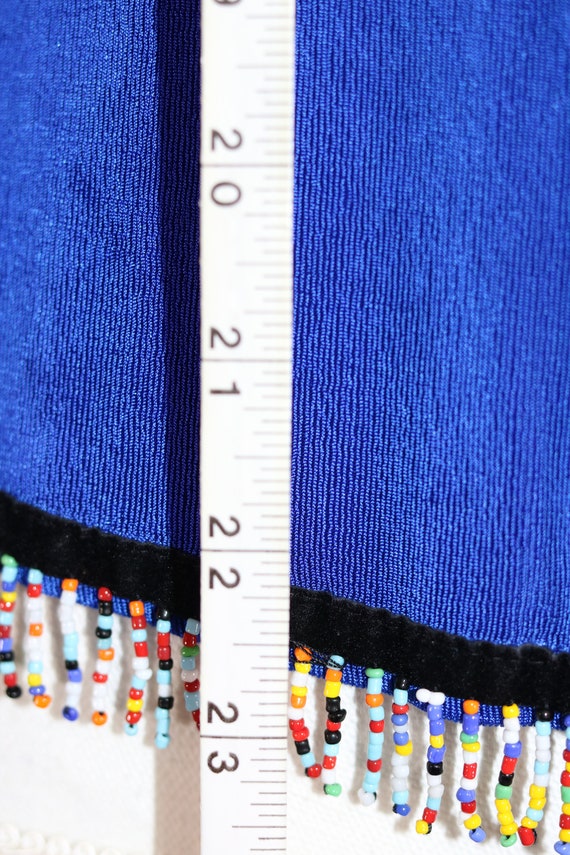 Vintage SOFTWEAR MARK SINGER Blue Beaded Fringe Aceta… - Gem