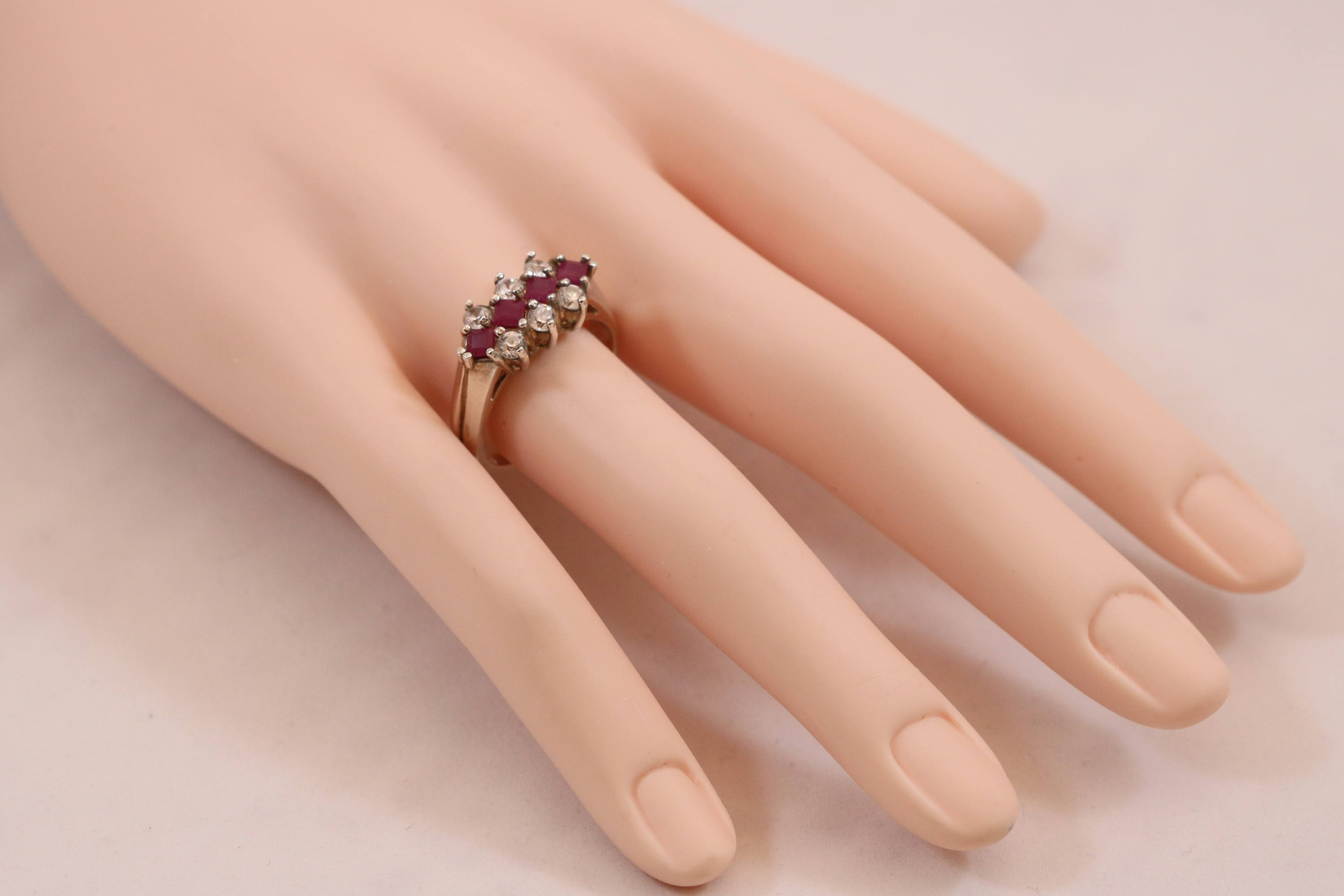 925 Sterling Silver 3mm Square Cut Red Ruby Ring Size 9 5.2g - Etsy