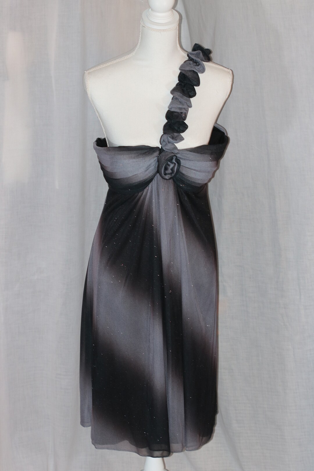 Vintage JUNO Dress Collection Gray Black Stripe Bling Sparkle One ...