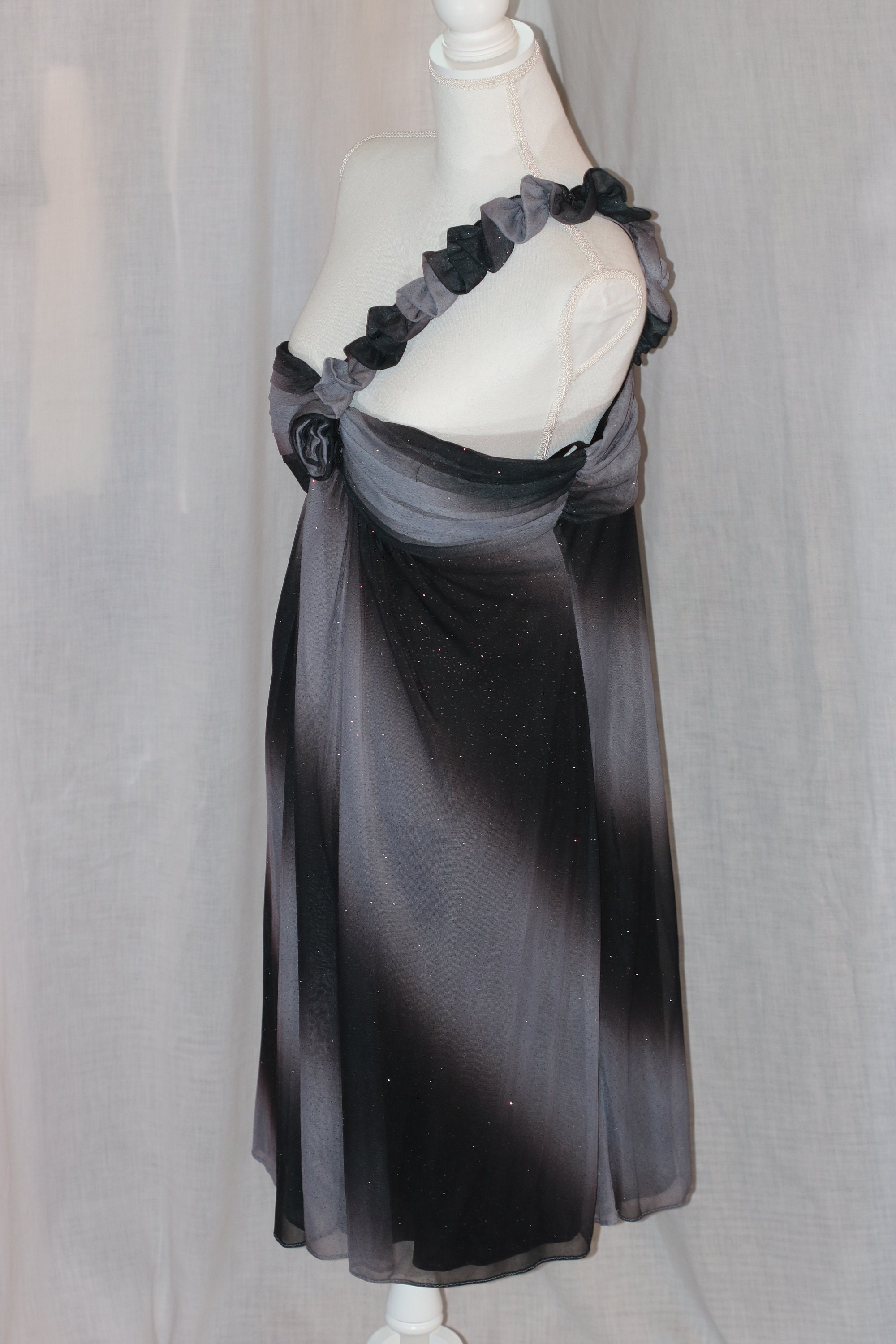 Vintage JUNO Dress Collection Gray Black Stripe Bling Sparkle One ...