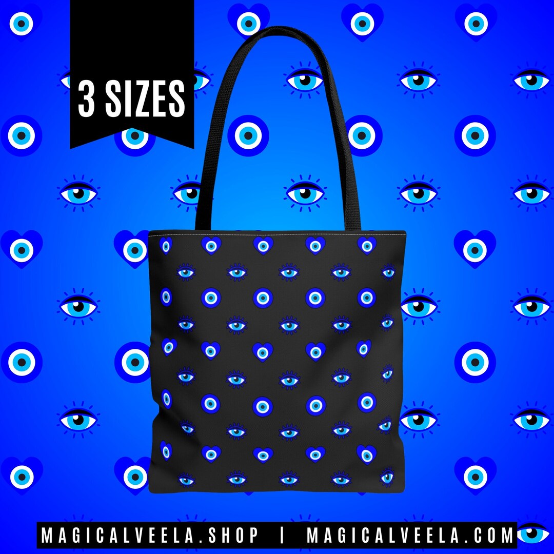 EVIL EYE Tote Bags Evil Eye Shopping Bags Black Blue Evil Eye Shopping ...