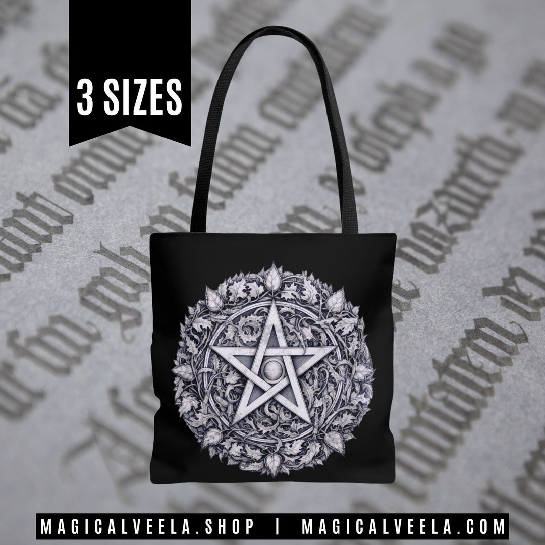 Pentagram Bags Pentacle Totes, Black Witchy Shopping Bags Goth Beach ...
