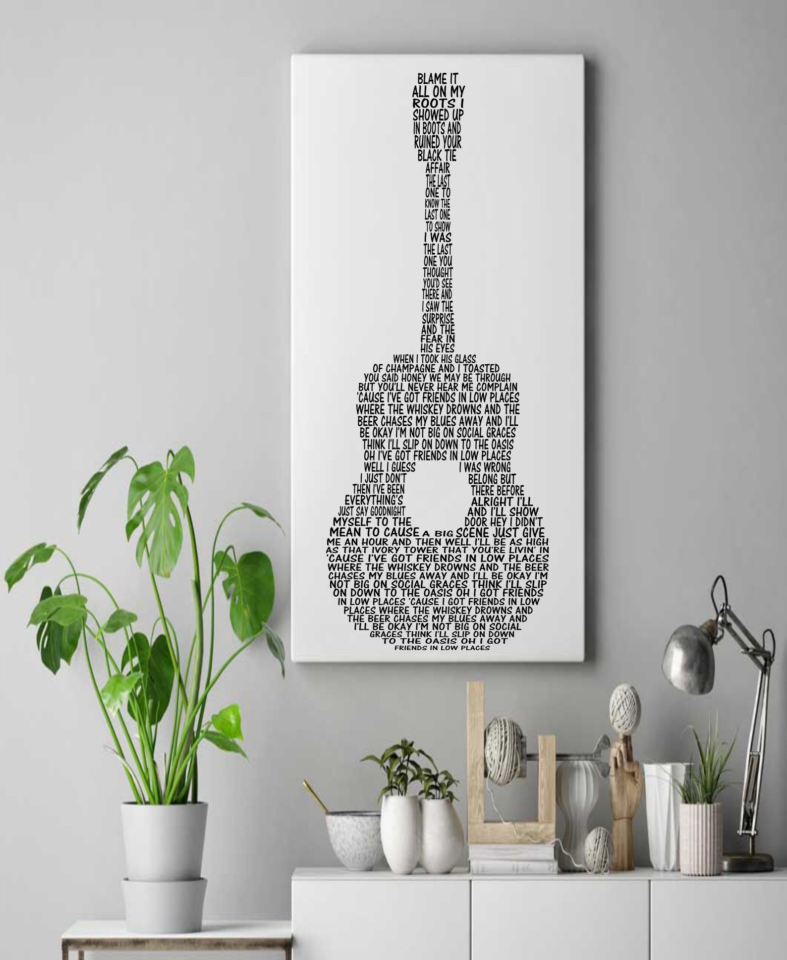 Friends in Low Places Song Lyric Guitar SVG for Cricut and Silhouette ...